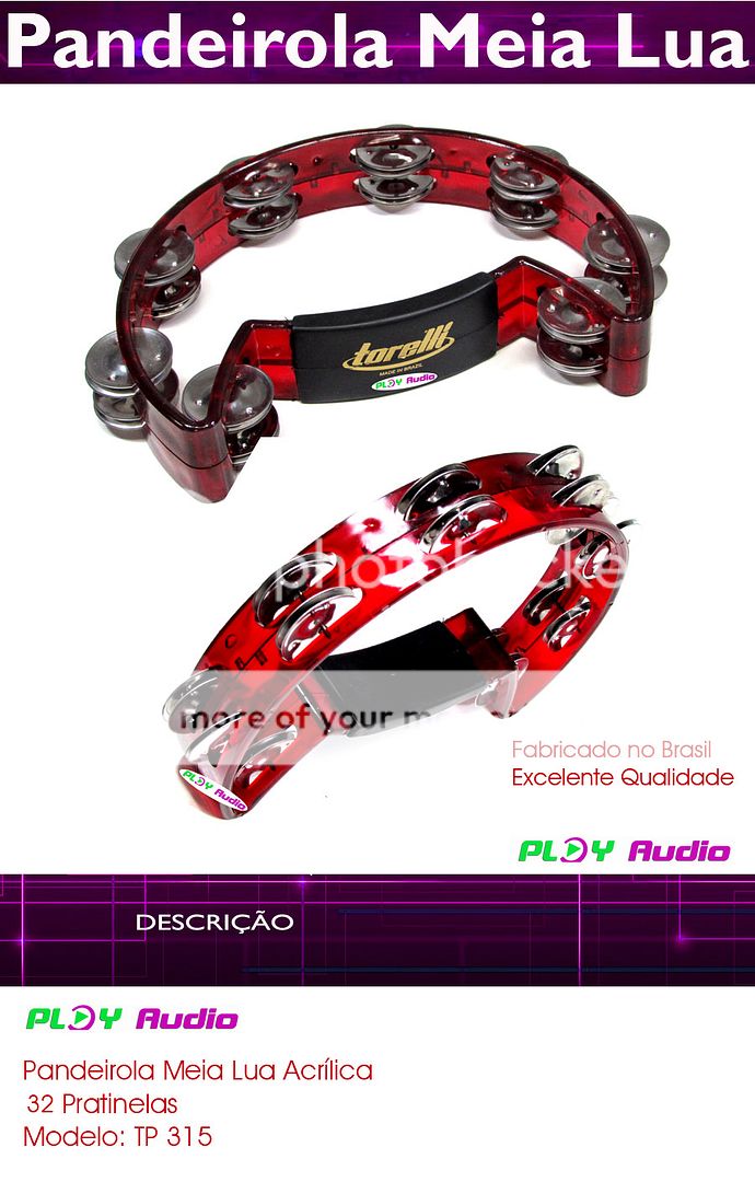 Pandeiro Meia Lua Instrumento De Percussão 32 Pratinelas - R$ 70,00 em ...